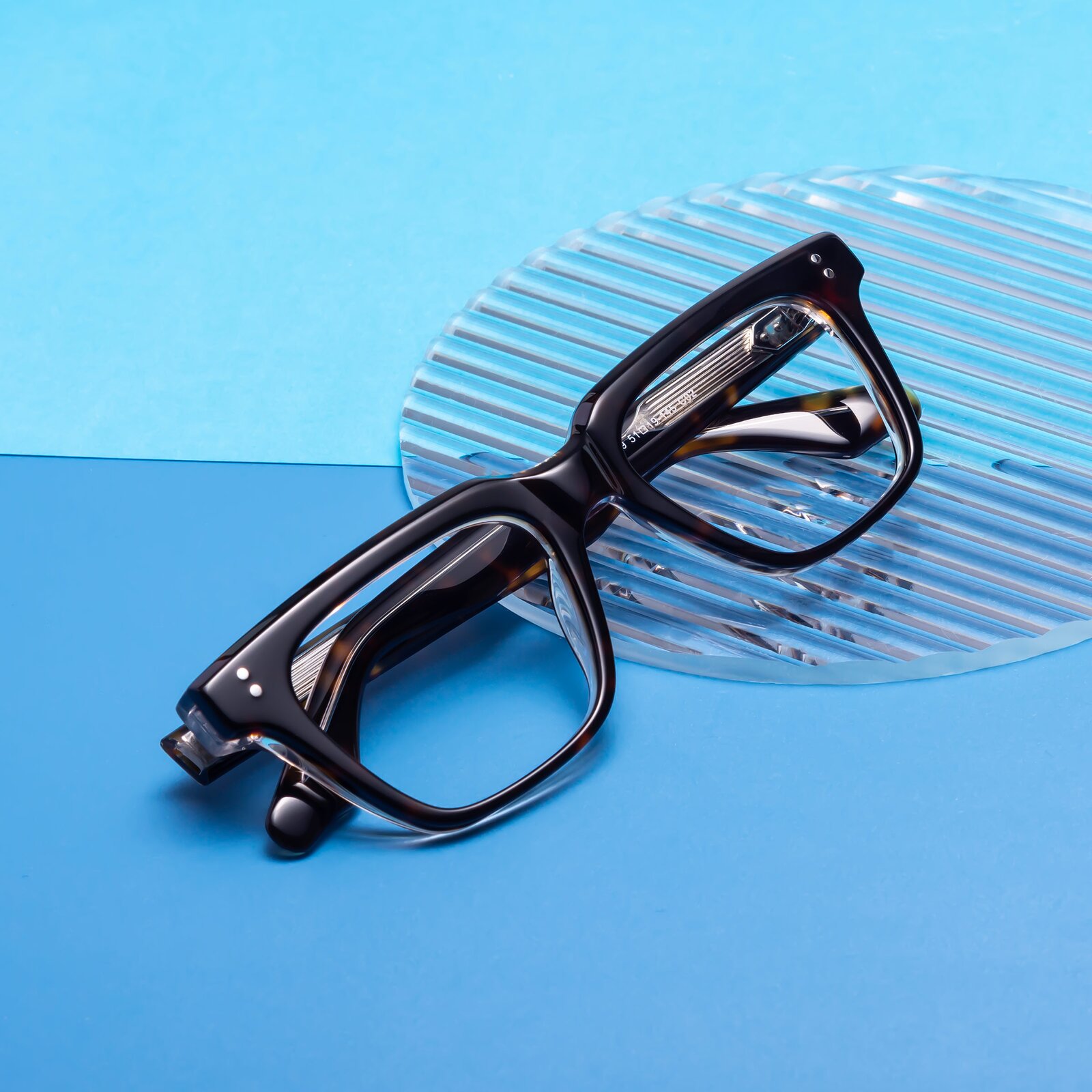 Tortoise/Clear Browline Acetate Trapezoid Eyeglasses - Gates