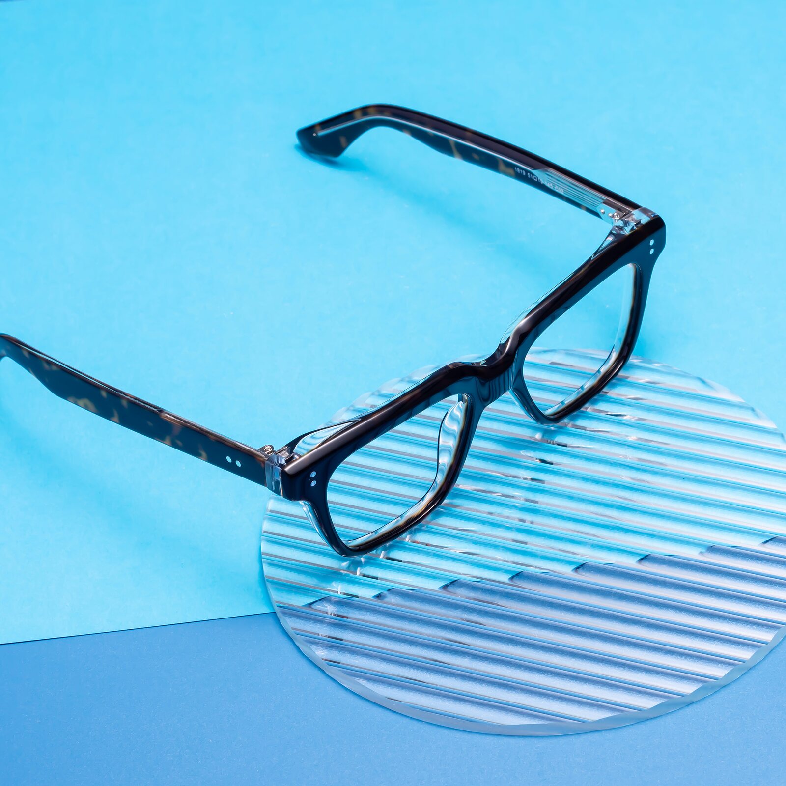 Tortoise/Clear Browline Acetate Trapezoid Eyeglasses - Gates
