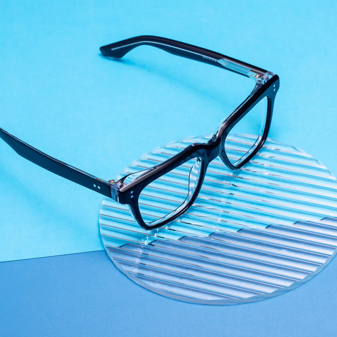 Black/Clear Browline Acetate Trapezoid Eyeglasses - Gates