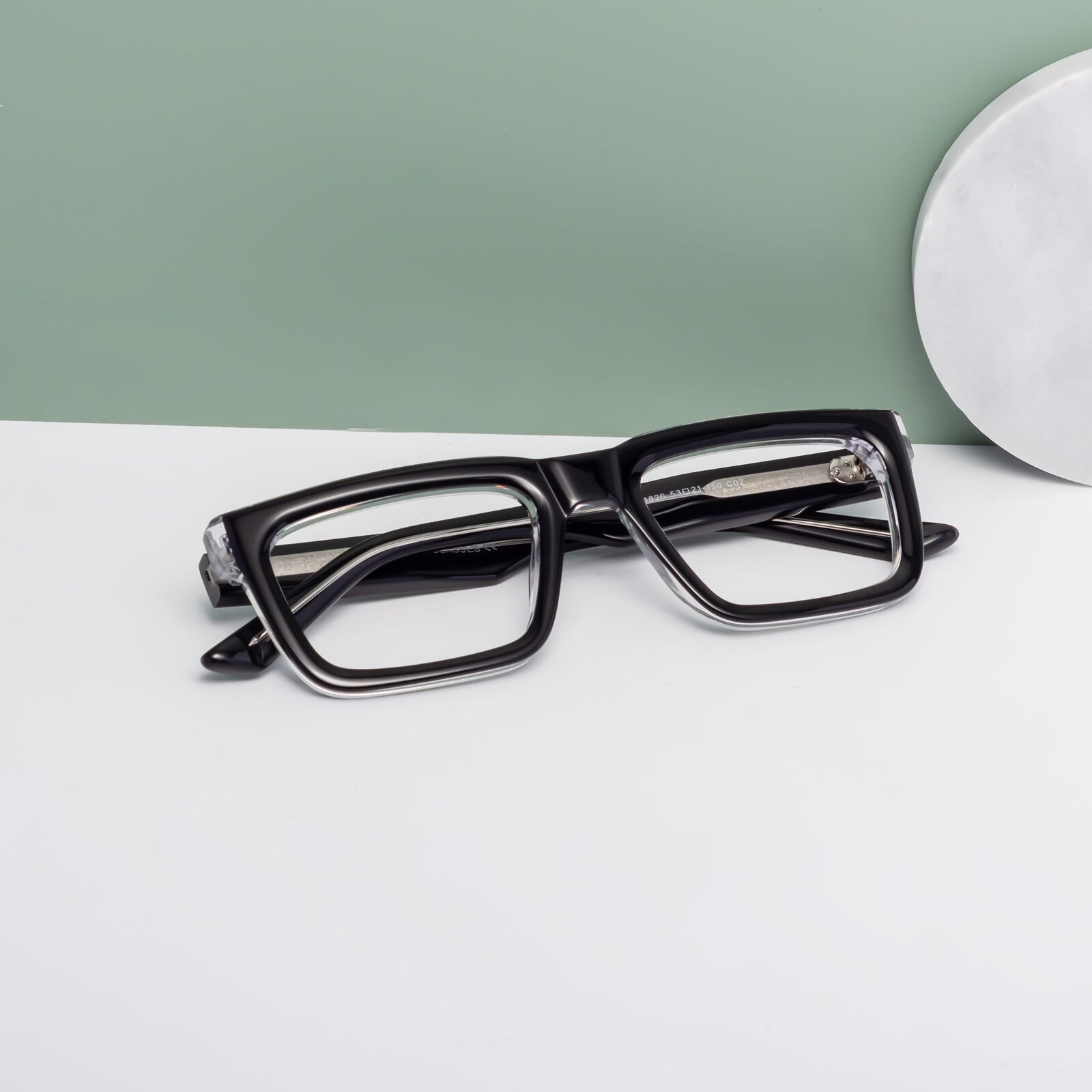 Black / Clear Acetate Rectangle Full-Rim Eyeglasses - Roth
