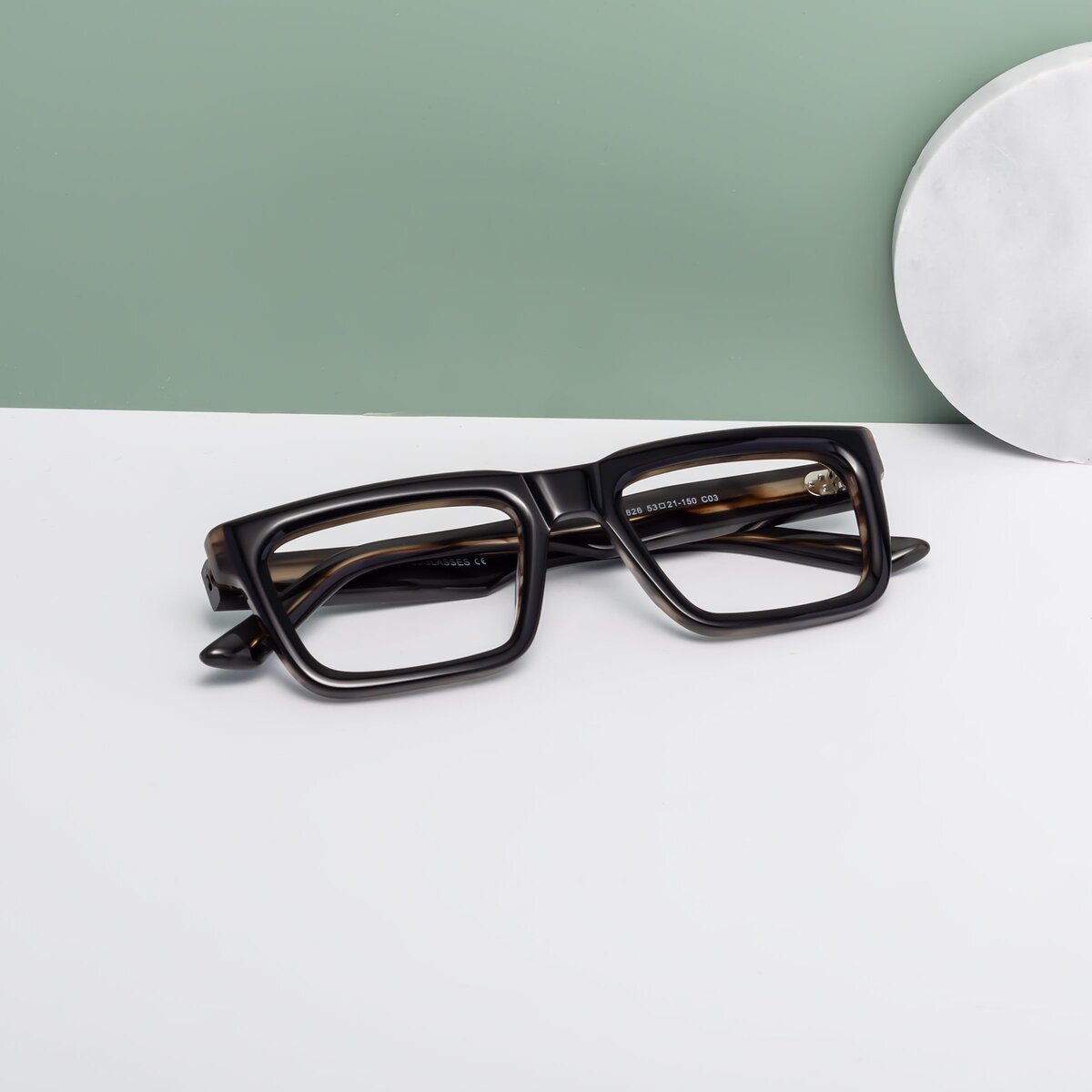 Black / Gray Moonstone Acetate Rectangle Full-Rim Eyeglasses - Roth