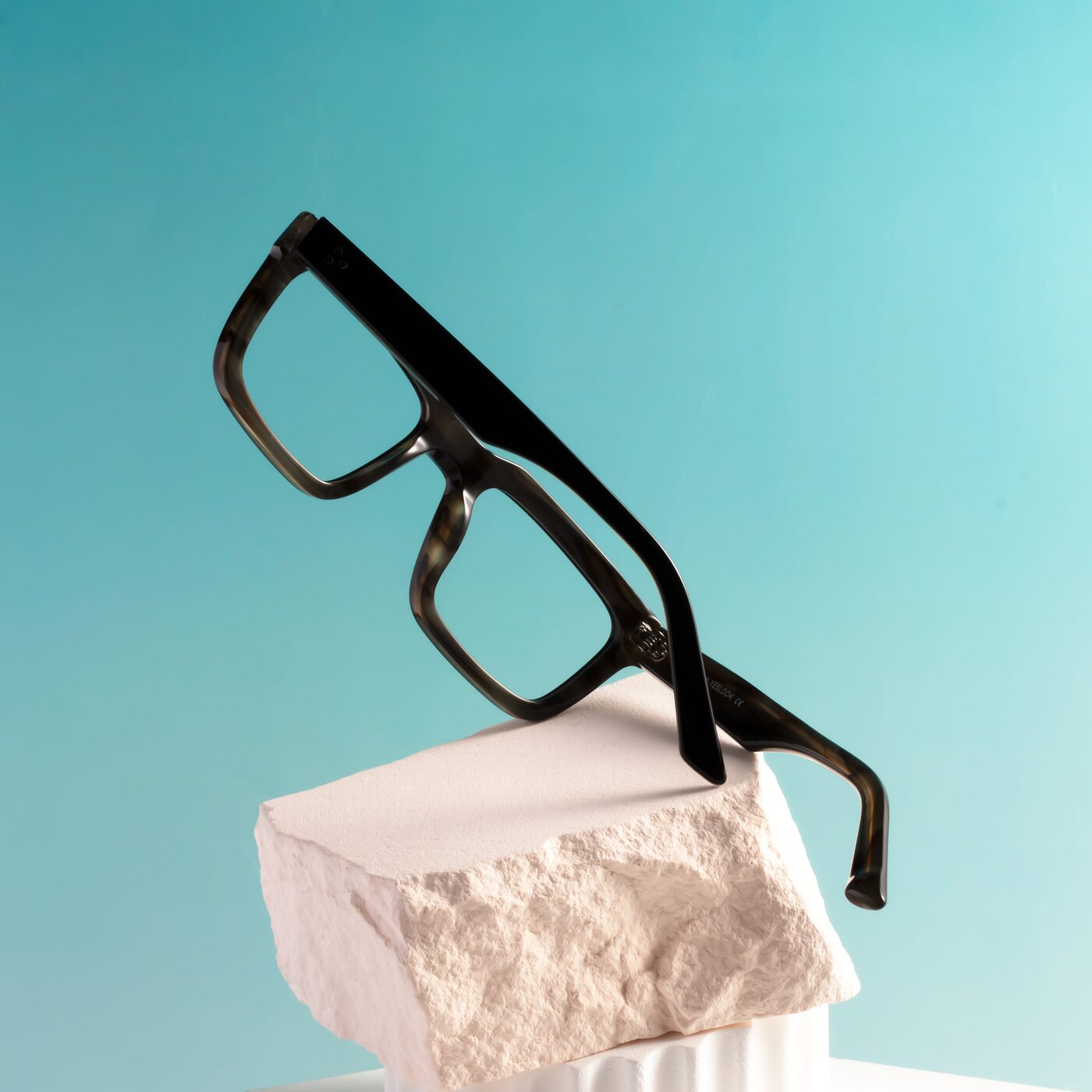 Black/Gray Moonstone Thick Acetate Rectangle Eyeglasses - Roth