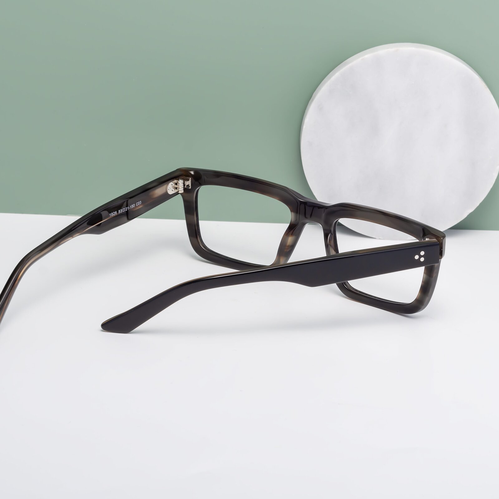 Black / Gray Moonstone Acetate Rectangle Full-Rim Eyeglasses - Roth