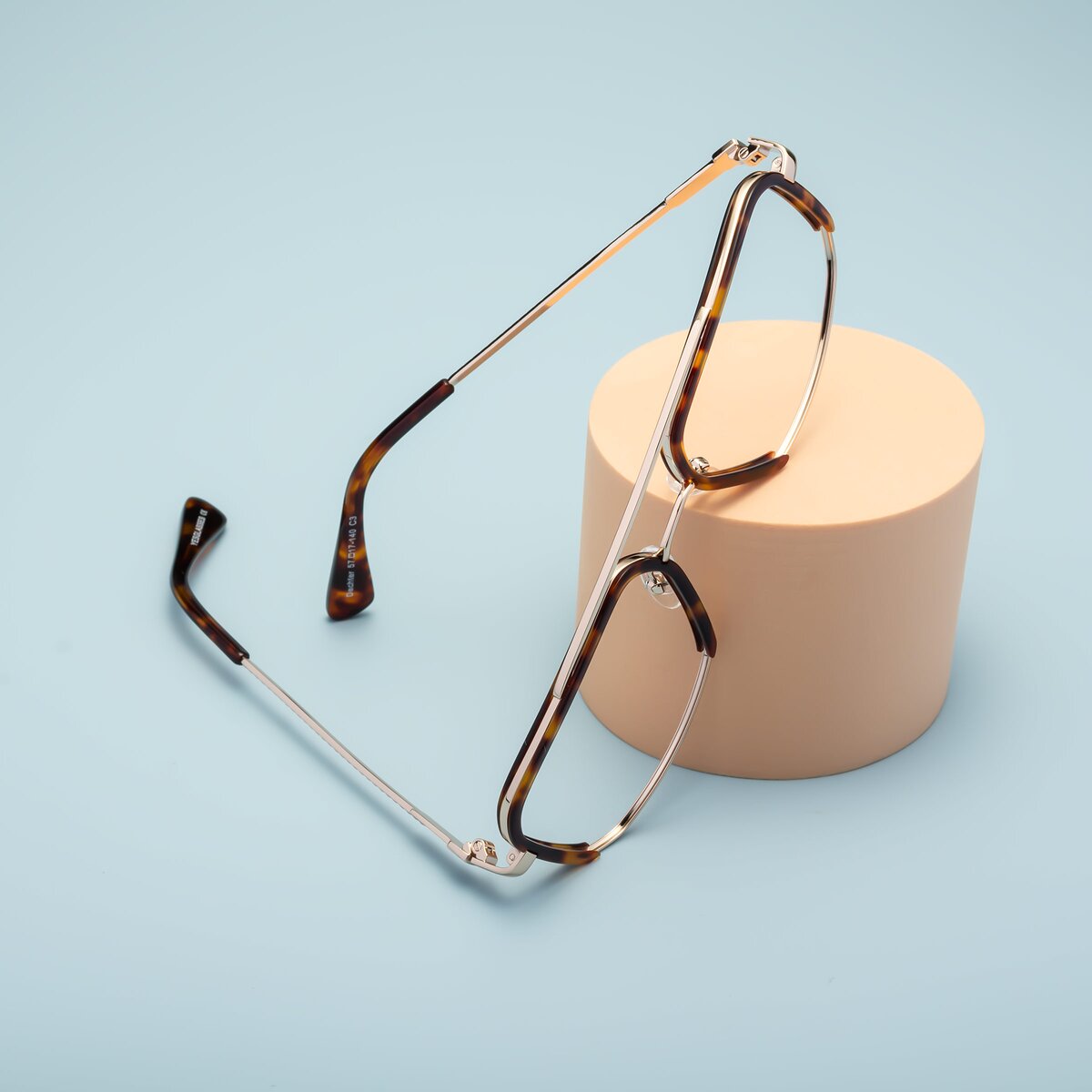 Tortoise/Gold Retro-Vintage Aviator Rectangle Eyeglasses - Dechter