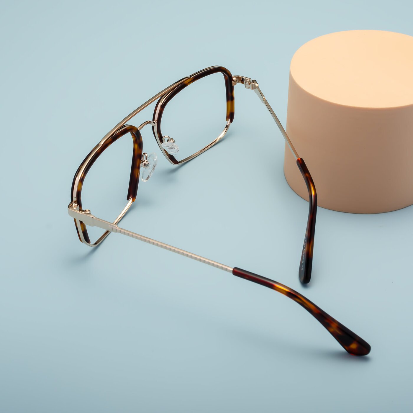 Tortoise/Gold Retro-Vintage Aviator Rectangle Eyeglasses - Dechter