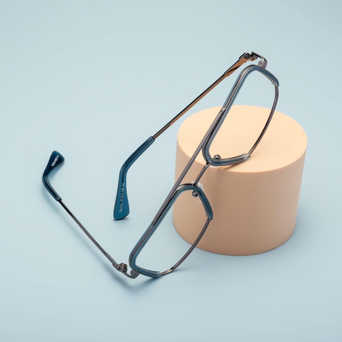 Teal/Gunmetal Retro-Vintage Aviator Rectangle Eyeglasses - Dechter