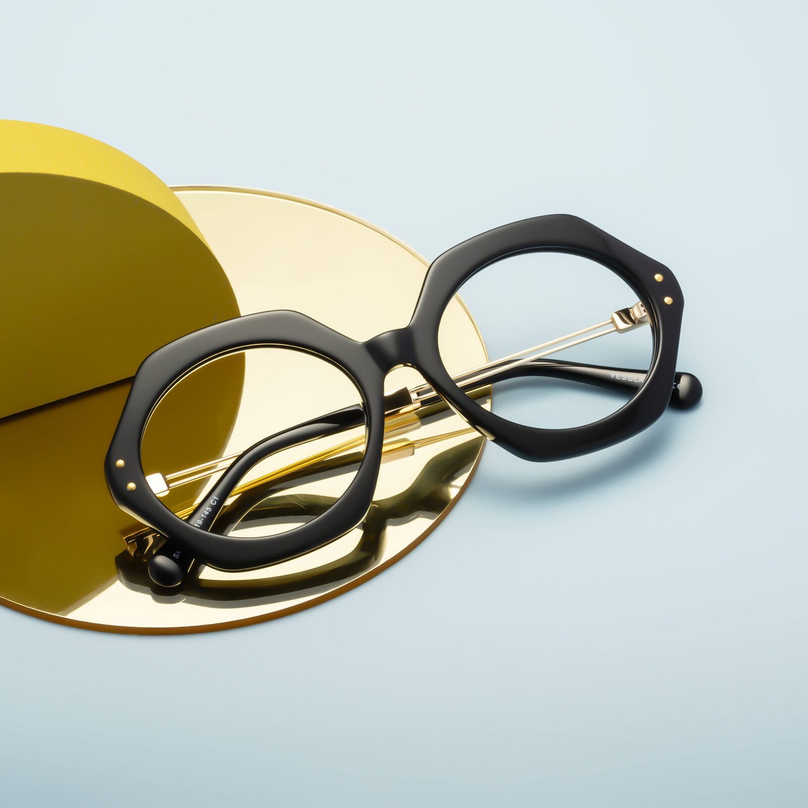 Black Oversized Acetate Geometric Eyeglasses - Skye