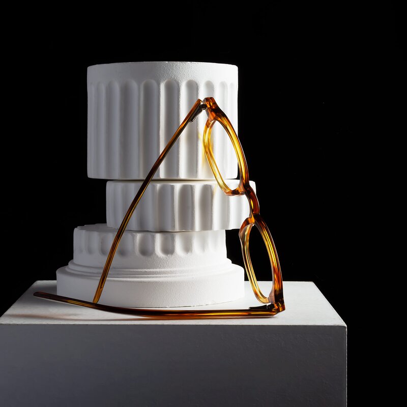 Striped Amber Keyhole Bridge Retro-Vintage Square Eyeglasses - Nice