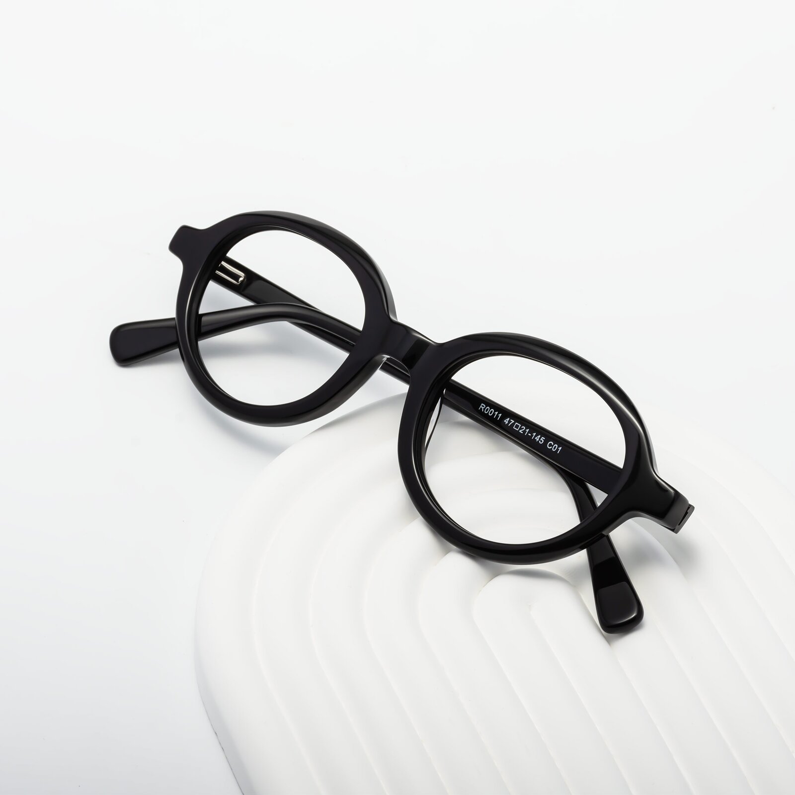Black Geek-Chic Acetate Oval Eyeglasses - Seed