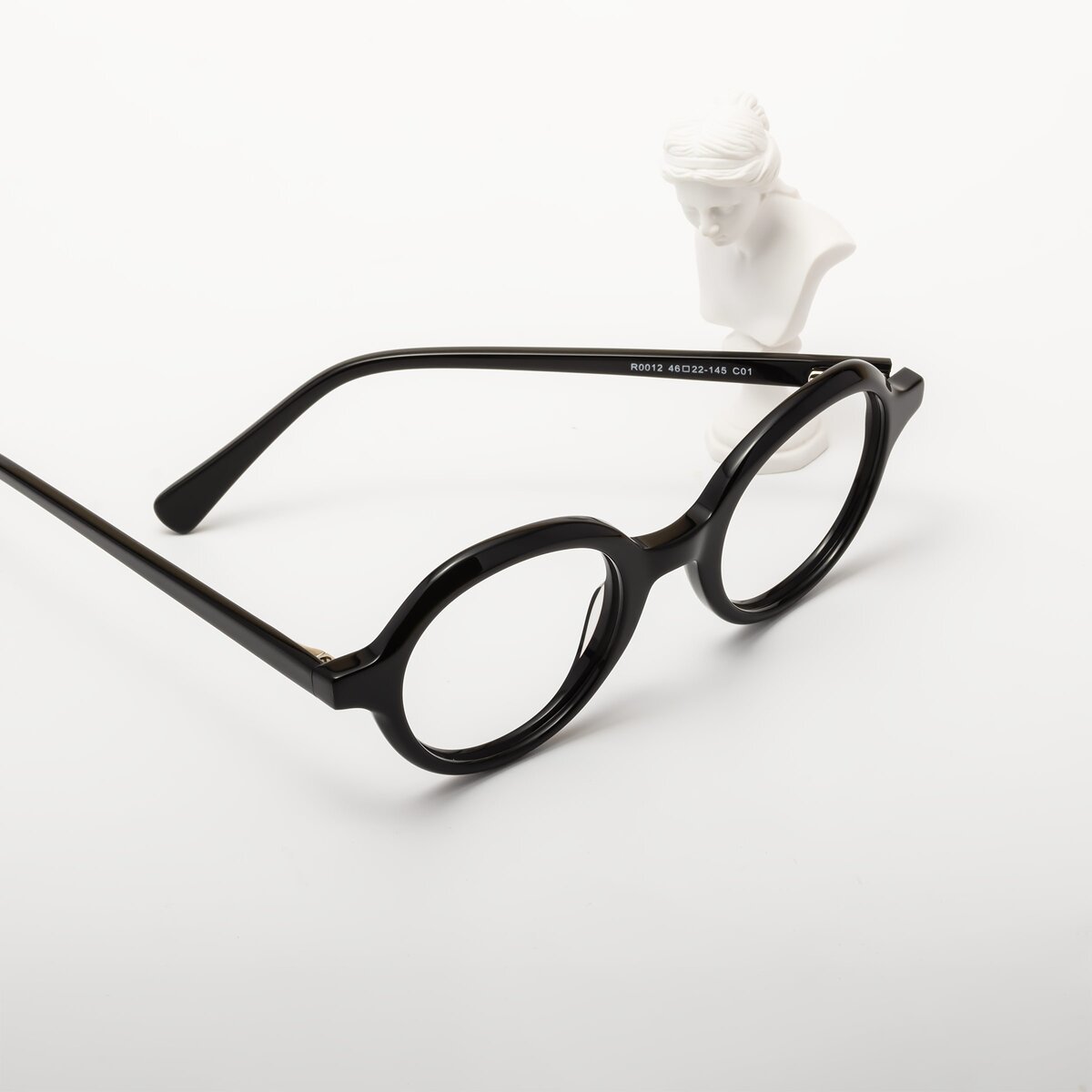Black Retro-Vintage Acetate Round Eyeglasses - Nemo