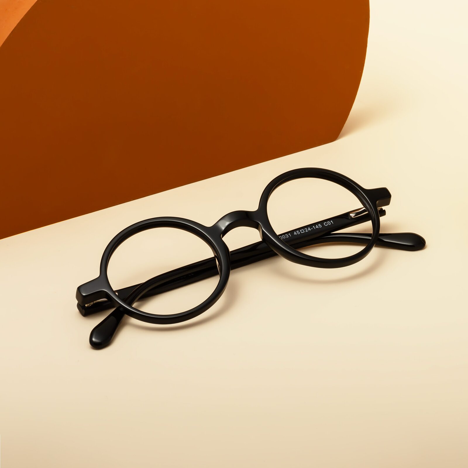 Black Retro-Vintage Acetate Round Eyeglasses - Juno