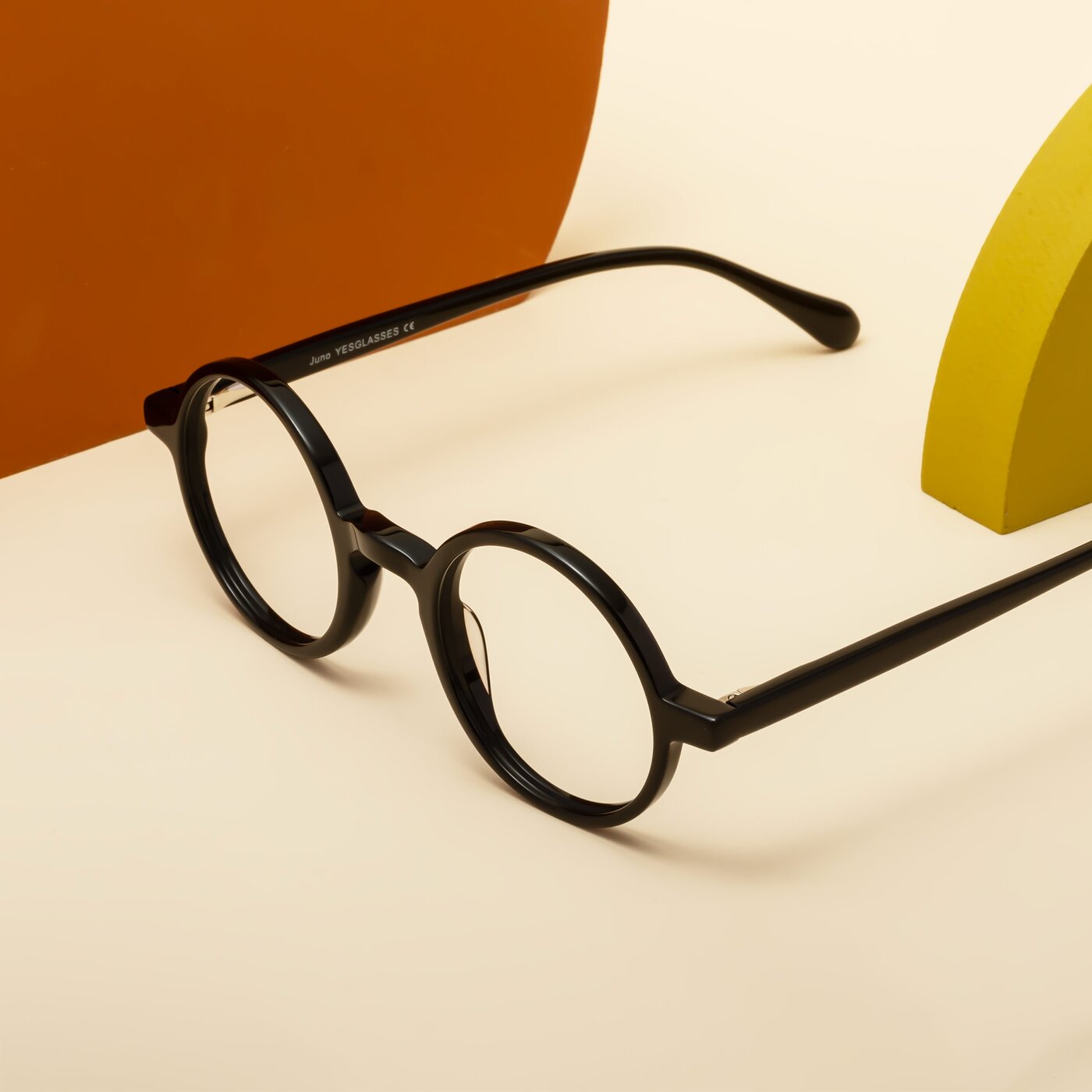 Black Retro-Vintage Acetate Round Eyeglasses - Juno