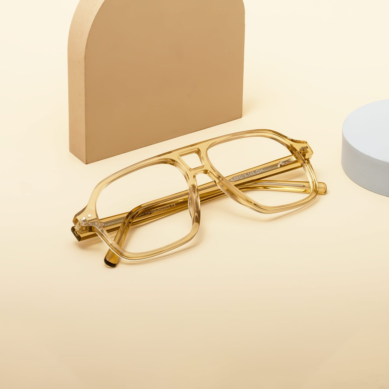 Amber Grandpa Oversized Aviator Blue Light Glasses - Kingston