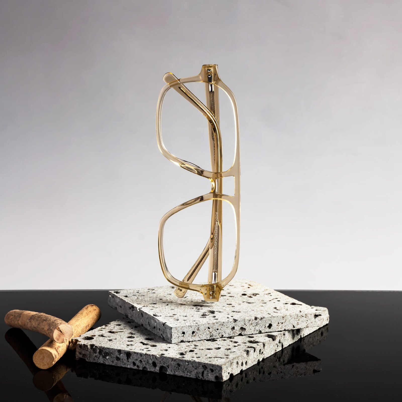 Amber Grandpa Oversized Aviator Eyeglasses - Kingston