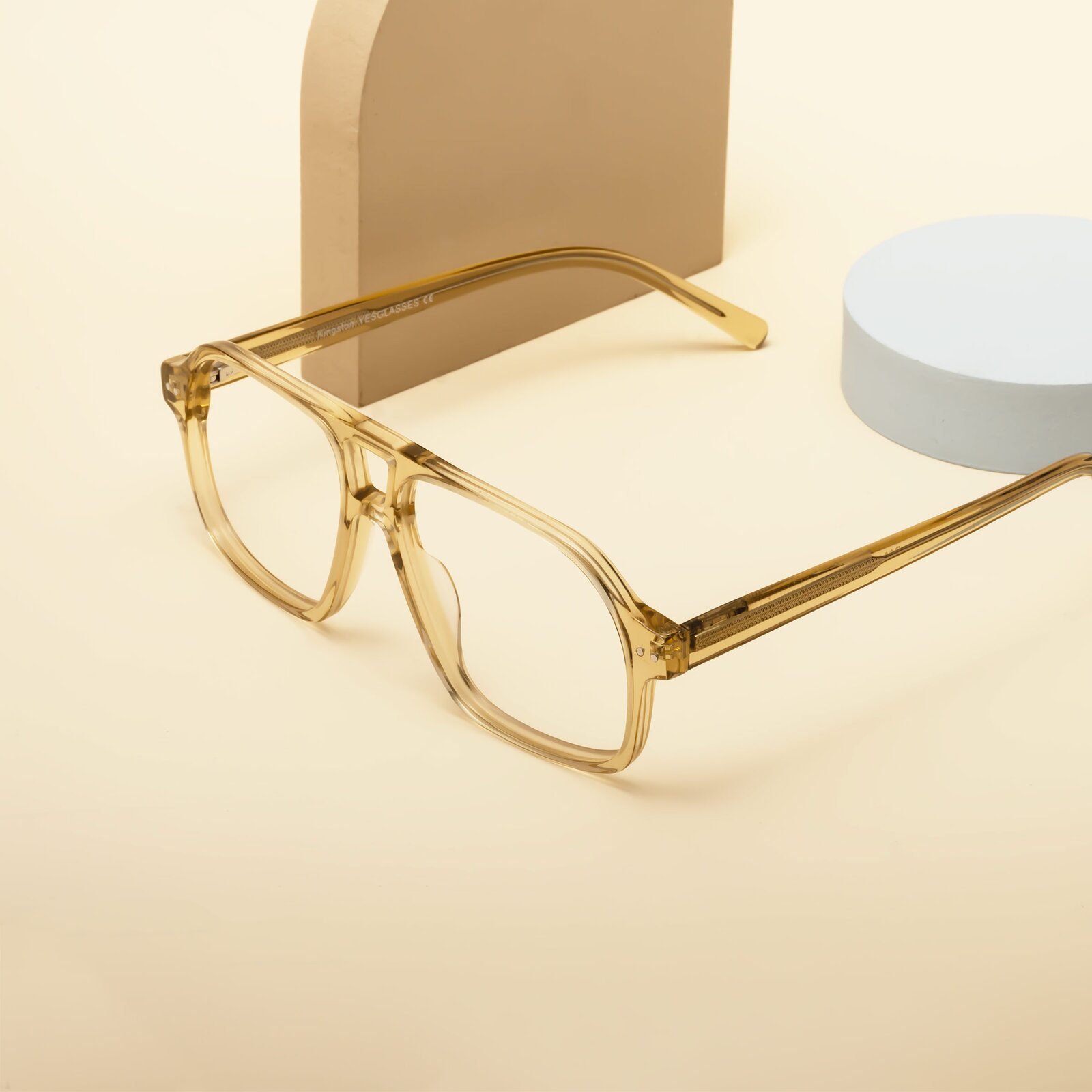 Amber Grandpa Oversized Aviator Blue Light Glasses - Kingston