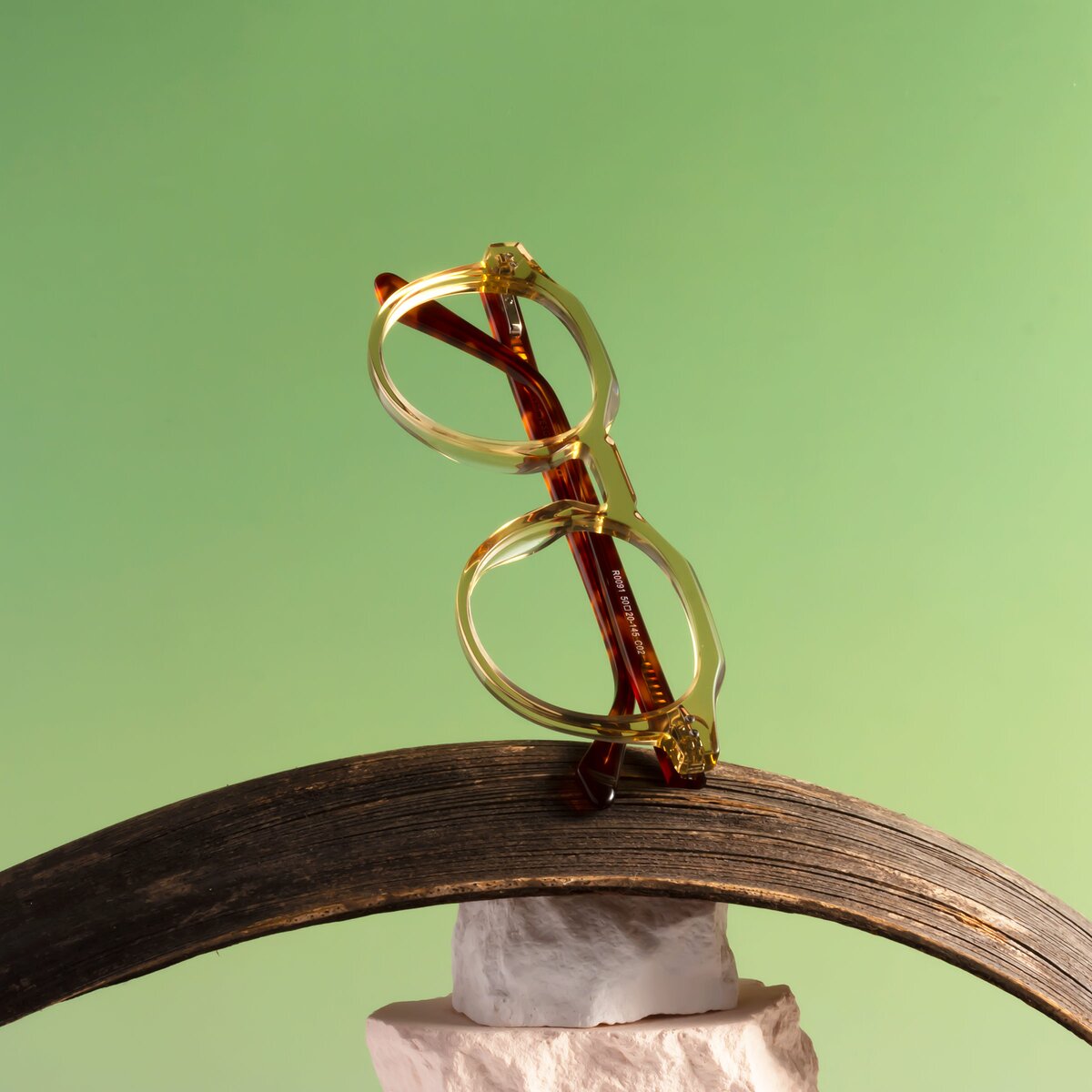 Amber/Tortoise Keyhole Bridge Acetate Geometric Eyeglasses - Dyson