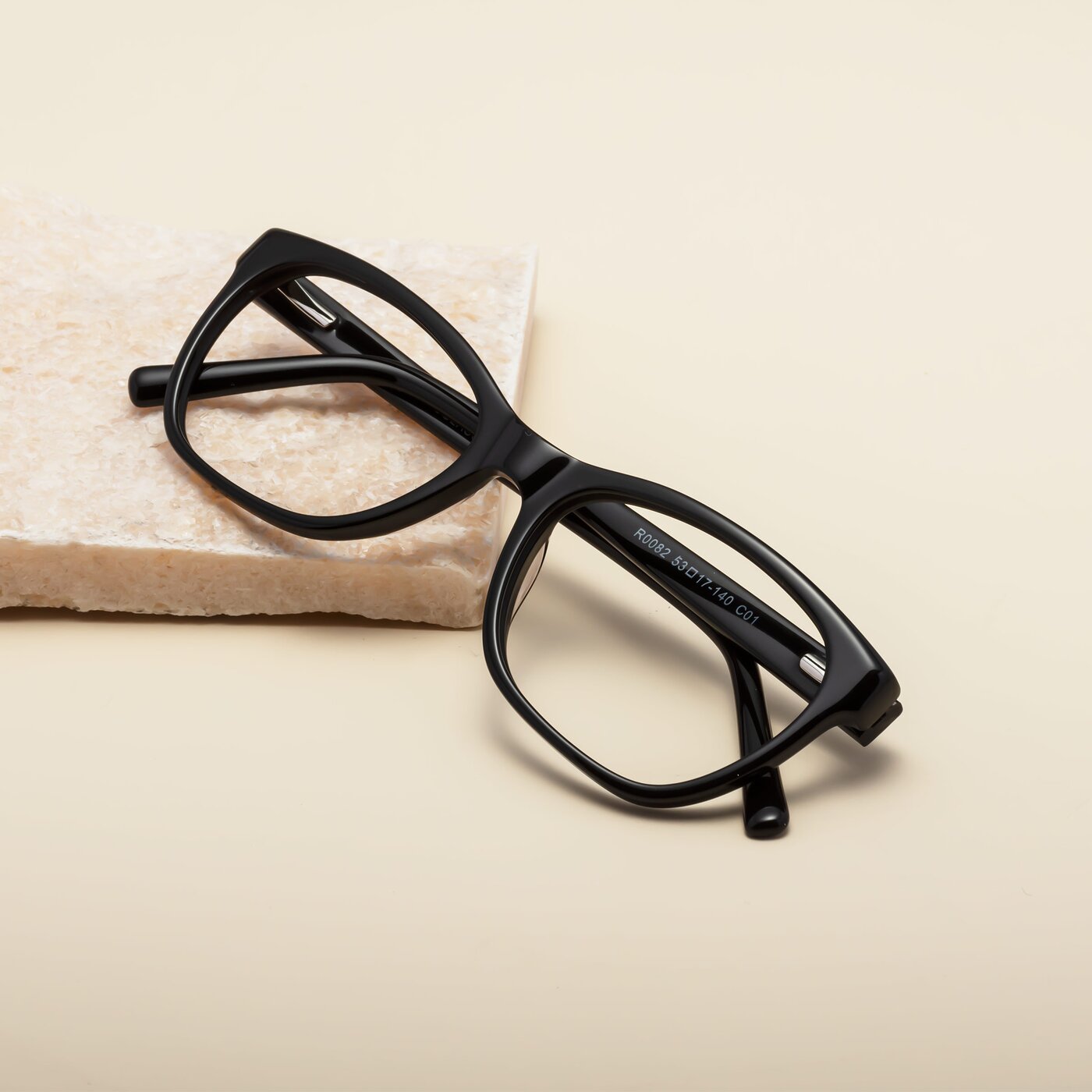 Black Classic Acetate Rectangle Eyeglasses - Peli