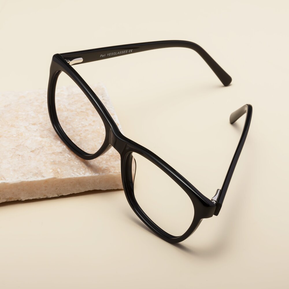 Black Classic Acetate Rectangle Eyeglasses - Peli