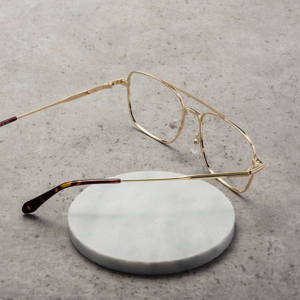 Gold Grandpa Double Bridge Metal Eyeglasses - Dash