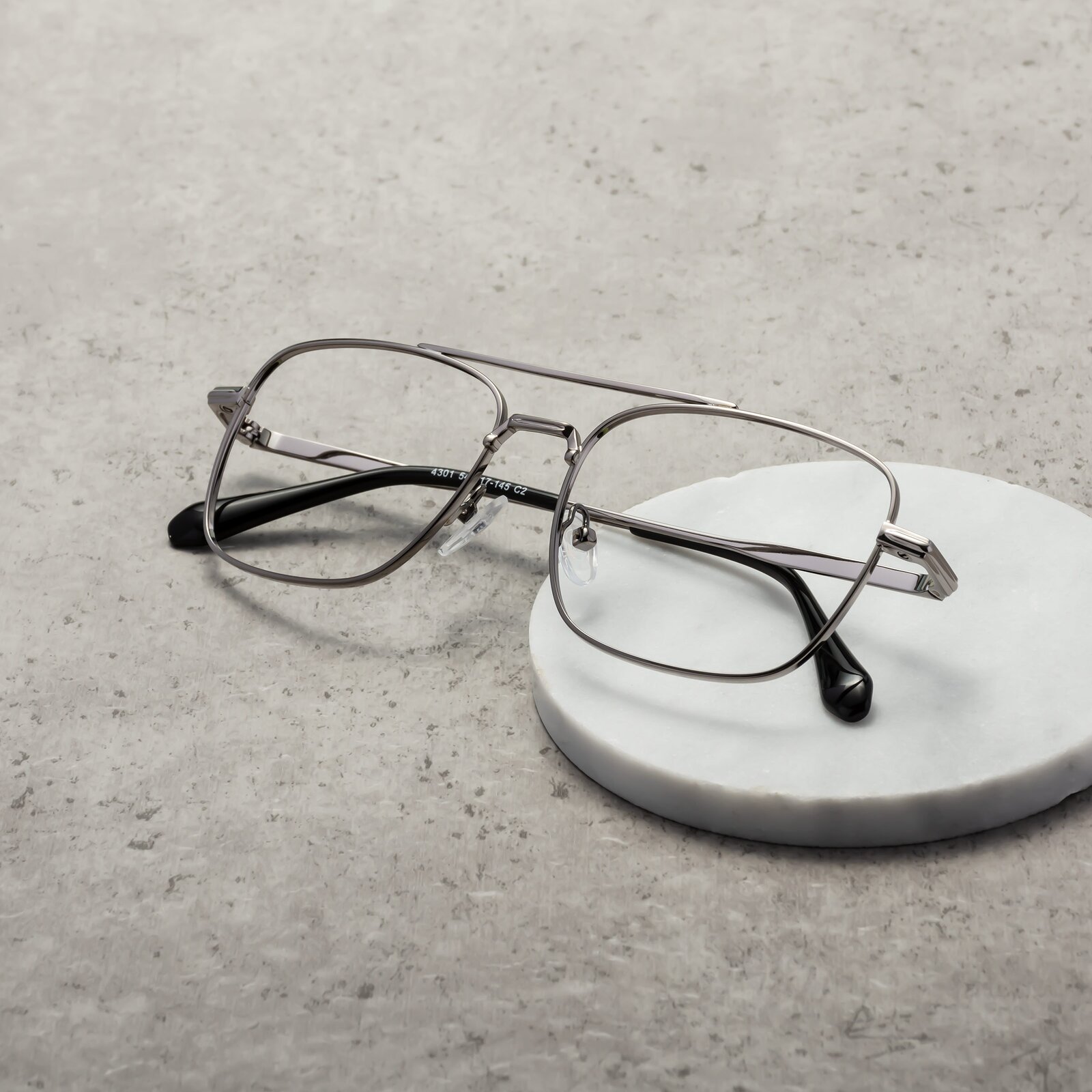 Gunmetal Grandpa Double Bridge Metal Eyeglasses - Dash