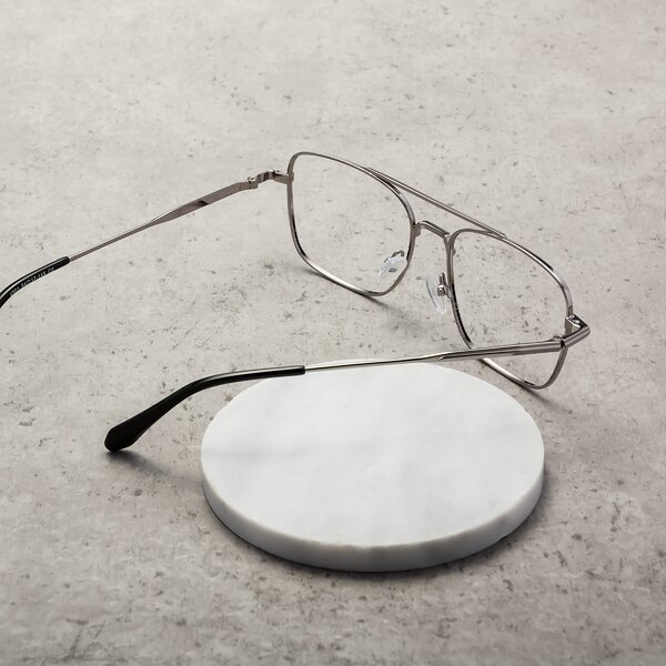 Gunmetal Grandpa Double Bridge Metal Eyeglasses - Dash