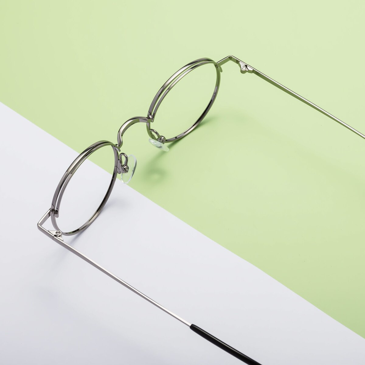 Gunmetal Retro-Vintage Metal Round Eyeglasses - Pursue