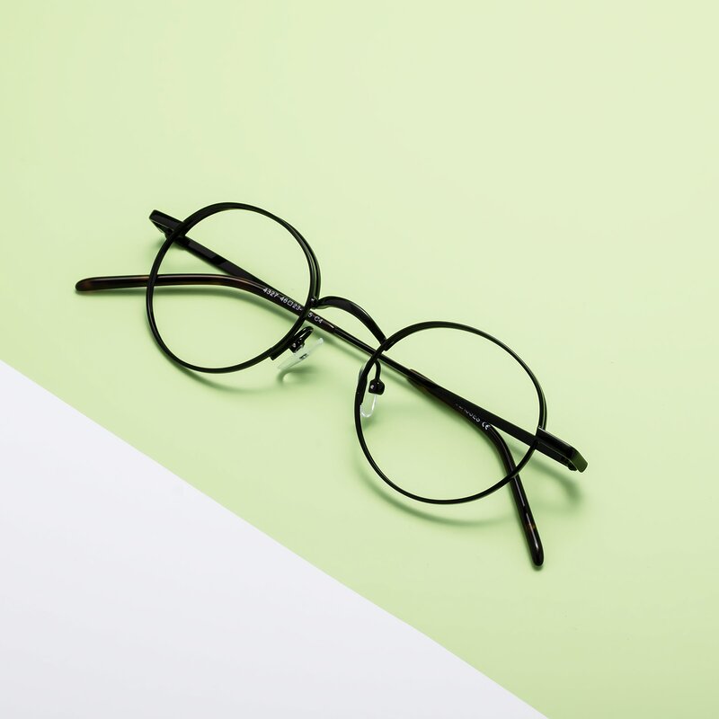 Black Retro-Vintage Metal Round Eyeglasses - Pursue