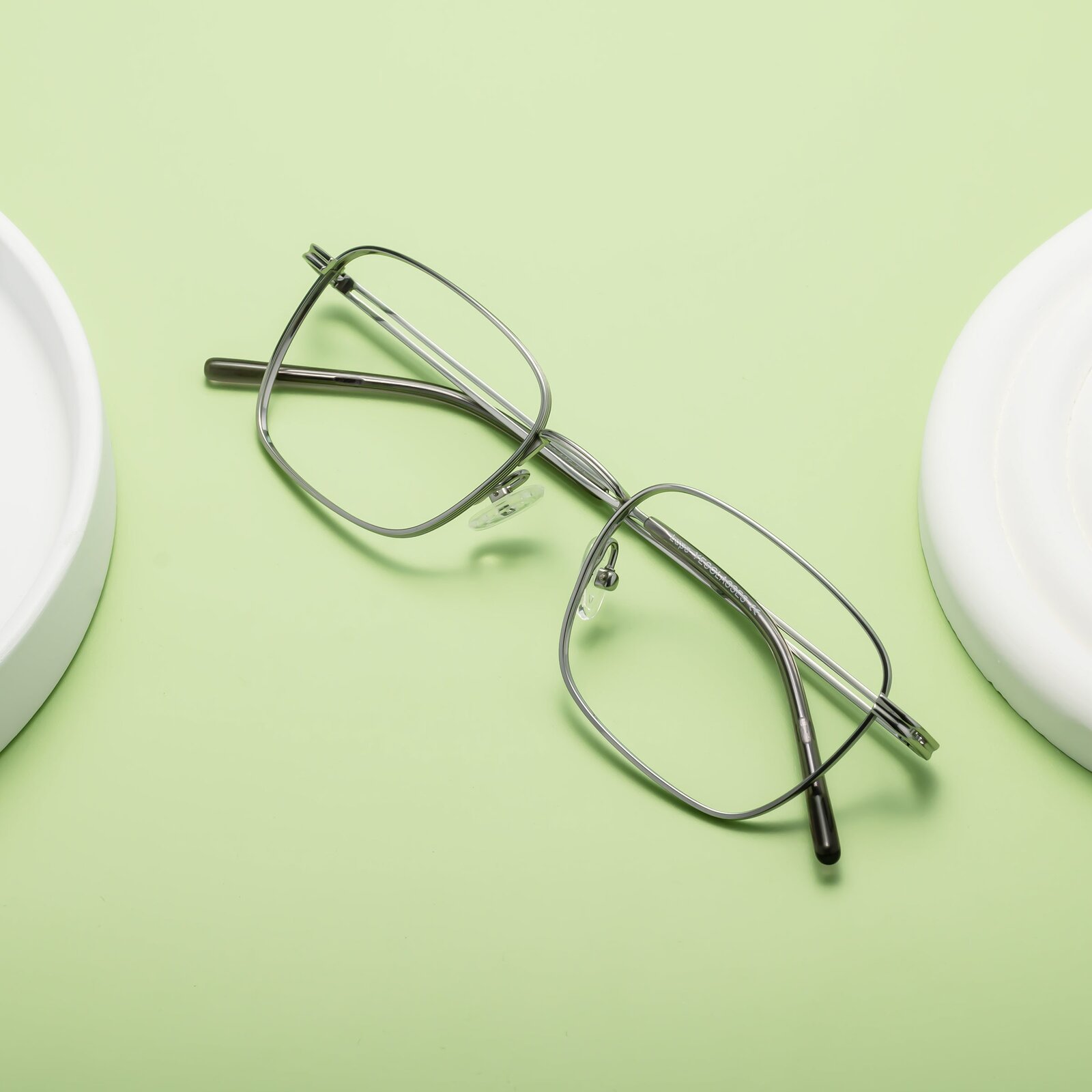 Silver Thin Titanium Rectangle Reading Glasses - Lupe