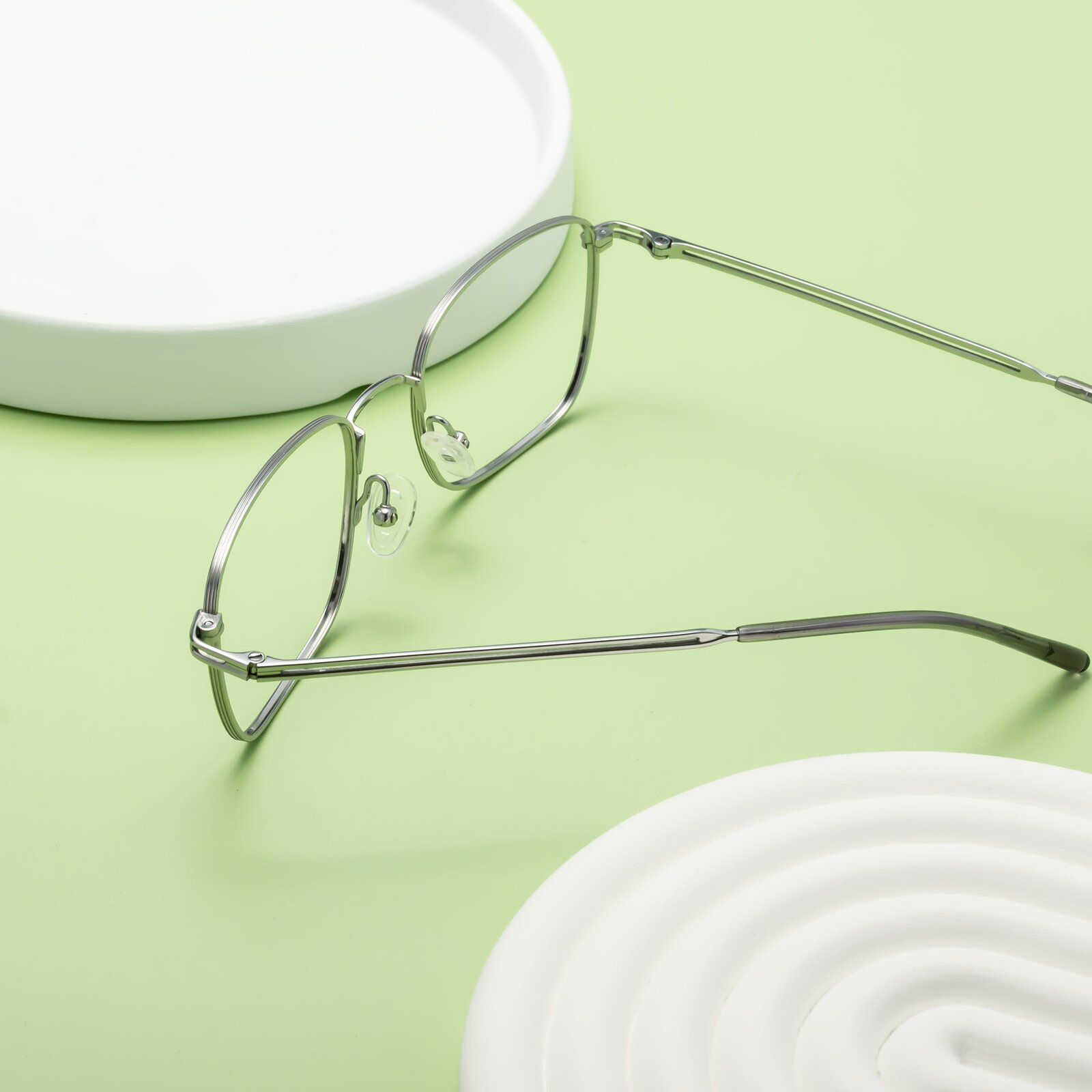 Silver Thin Titanium Rectangle Reading Glasses - Lupe