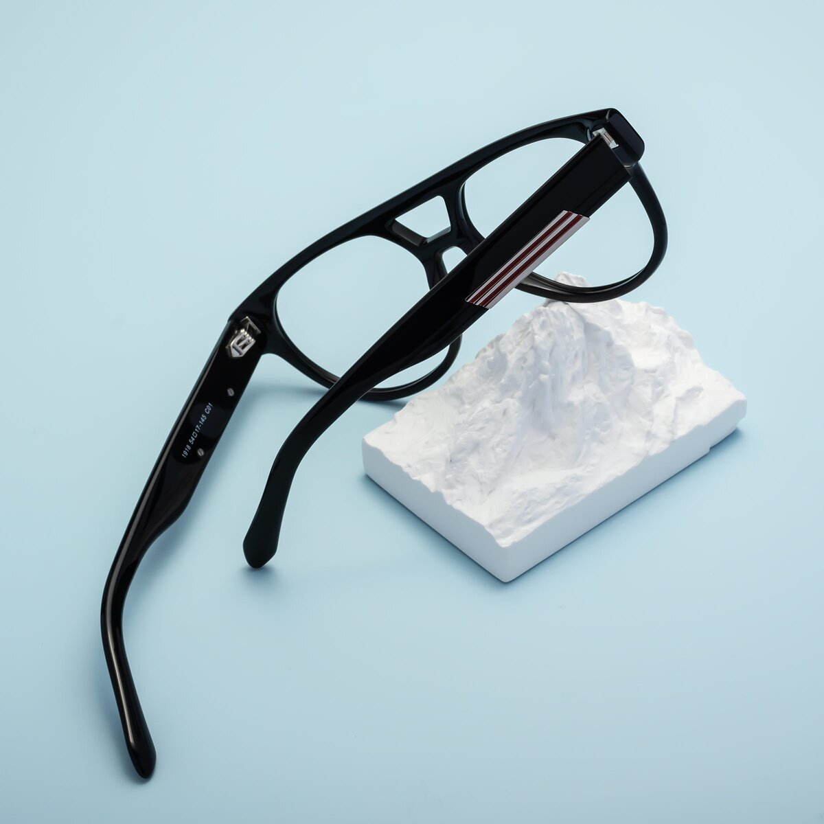 Black Double Bridge Grandpa Acetate Eyeglasses - Lyon