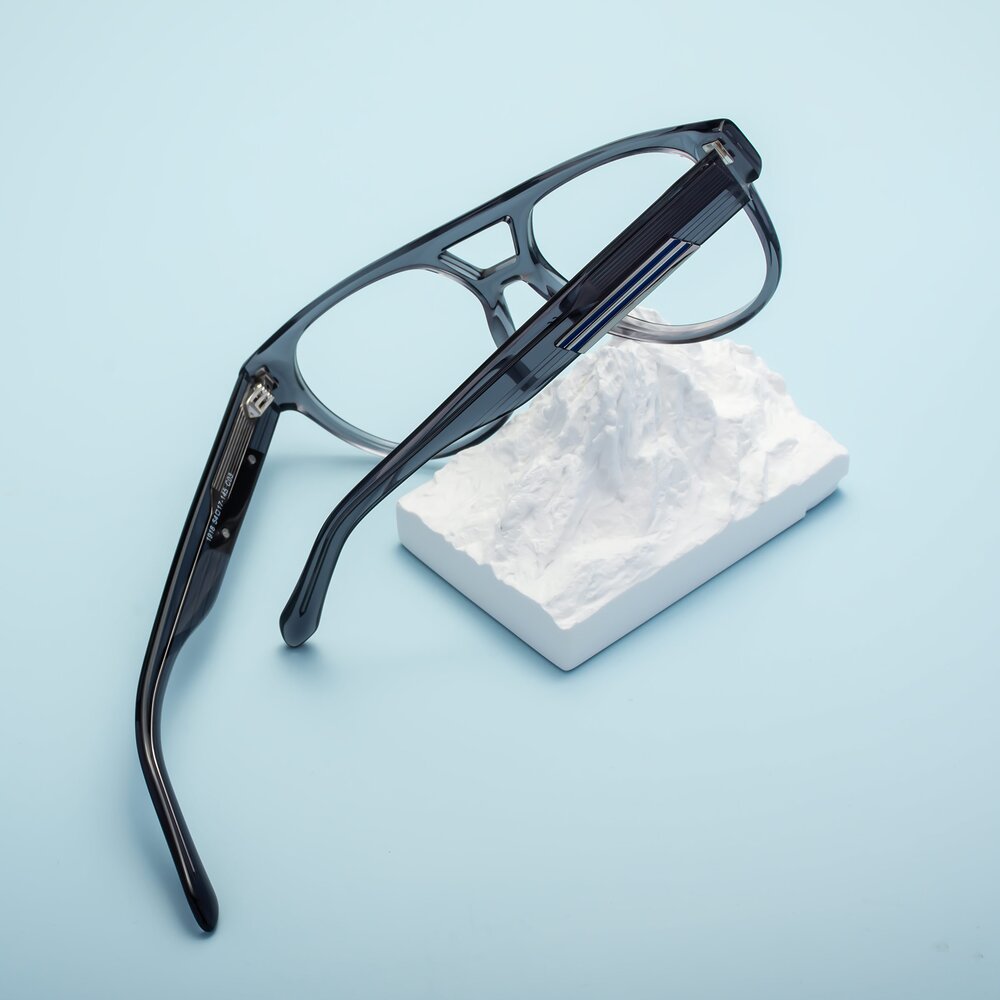 Dim Gray Double Bridge Grandpa Acetate Eyeglasses - Lyon