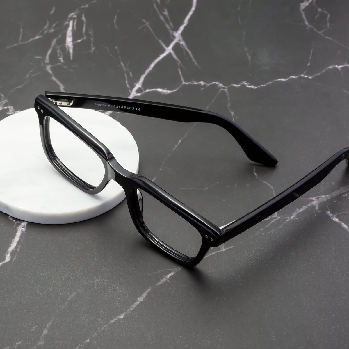 Black Classic Acetate Rectangle Eyeglasses - Martia