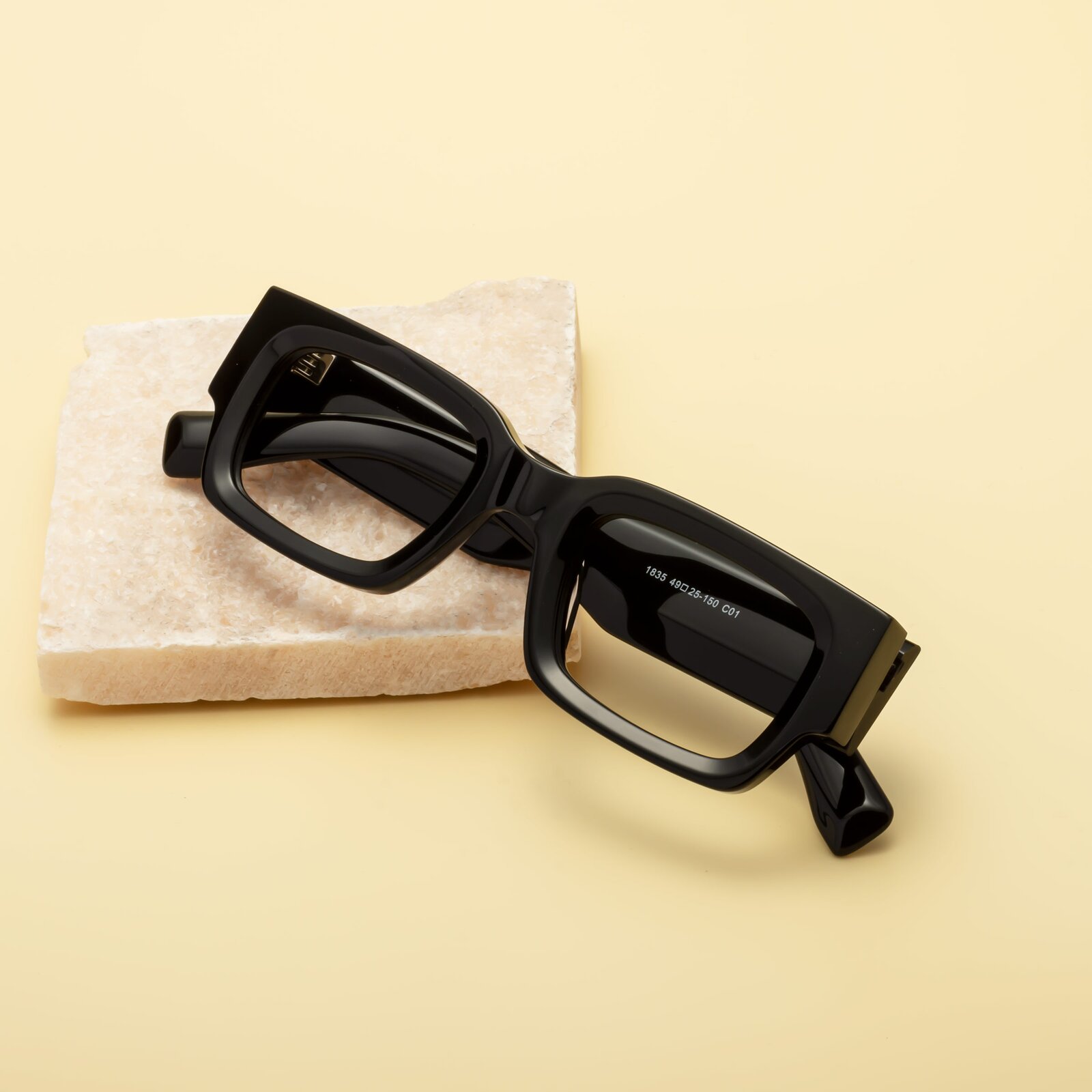 Black Hipster Thick Rectangle Blue Light Glasses - Kirn