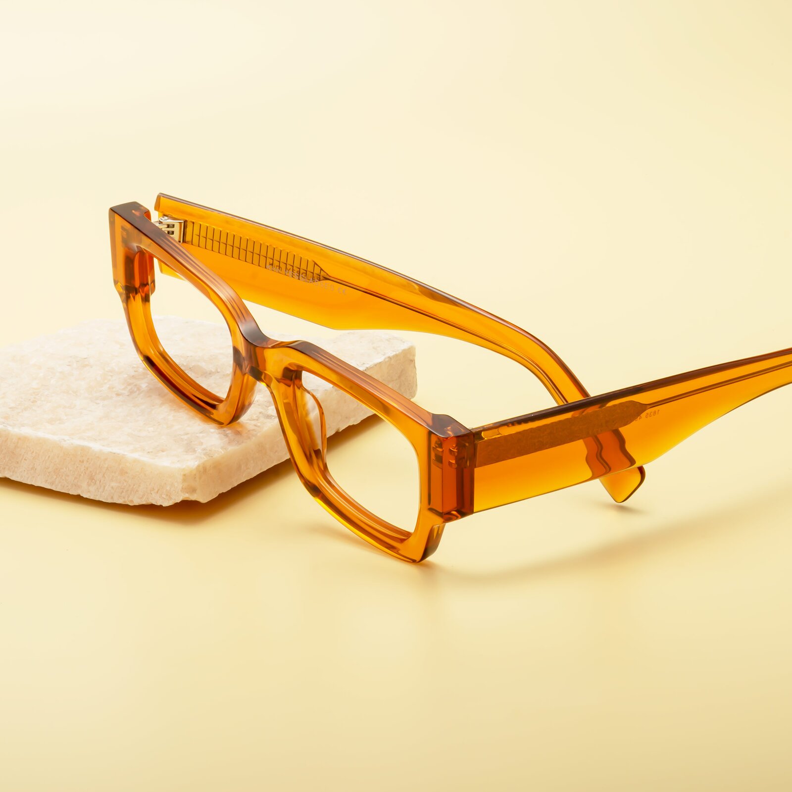 Maple Syrup Hipster Thick Rectangle Blue Light Glasses - Kirn