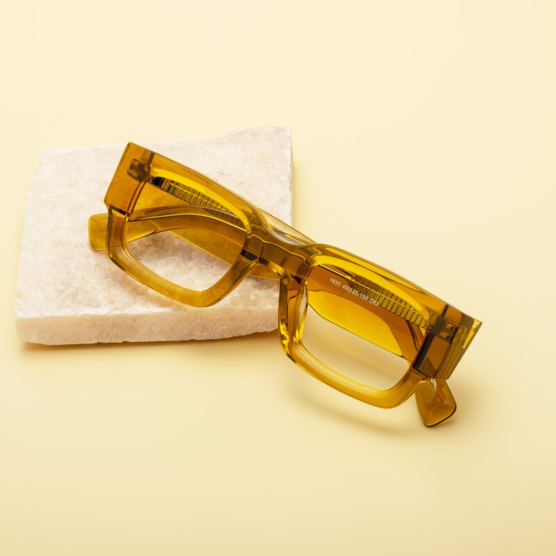 Honey Hipster Thick Rectangle Eyeglasses - Kirn