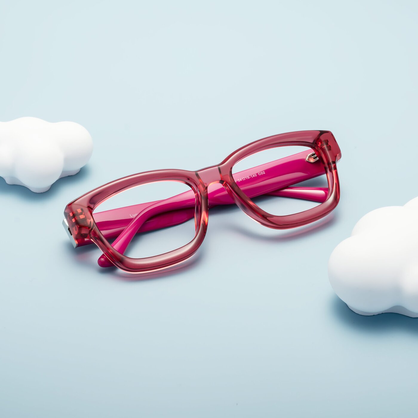 Red Geek-Chic Thick Trapezoid Eyeglasses - Lugo