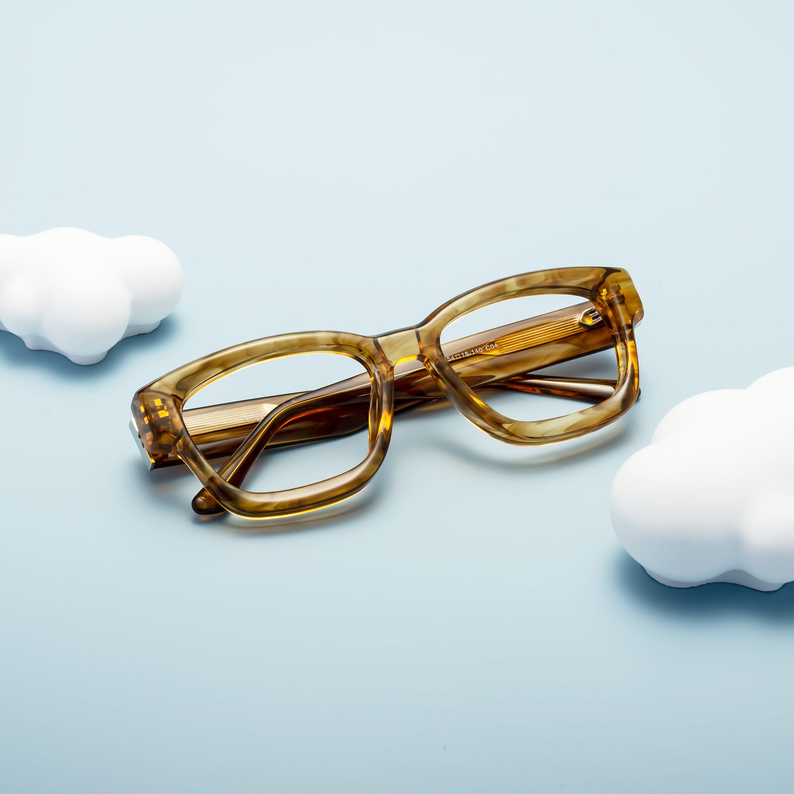 Striped Amber Geek-Chic Thick Trapezoid Eyeglasses - Lugo