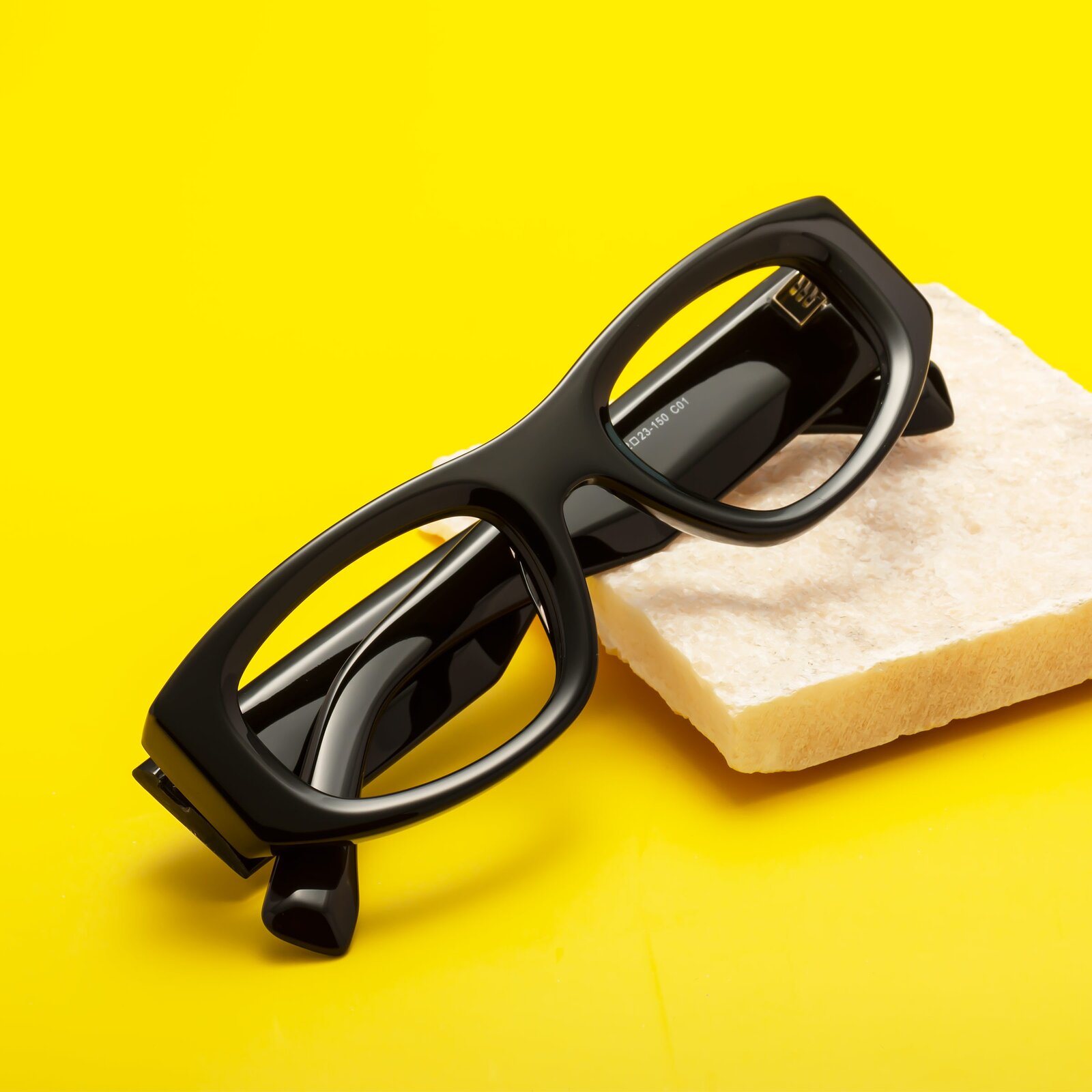 Black Geek-Chic Thick Rectangle Eyeglasses - Elm