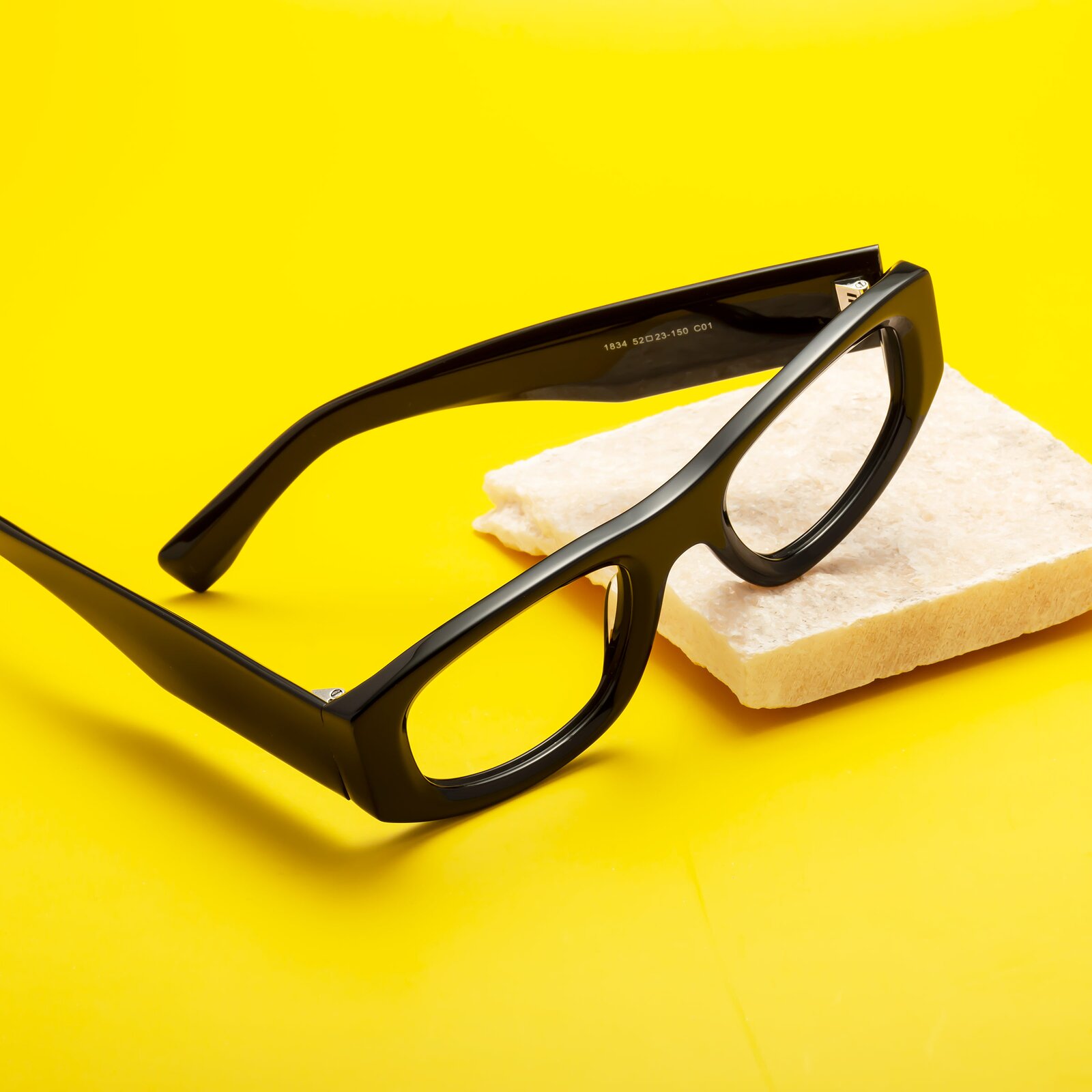 Black Geek-Chic Thick Rectangle Eyeglasses - Elm