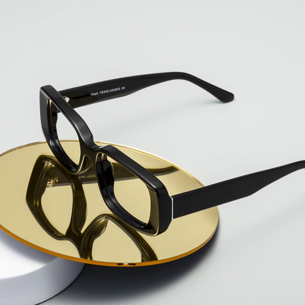 Black Geek-Chic Thick Rectangle Eyeglasses - Posh