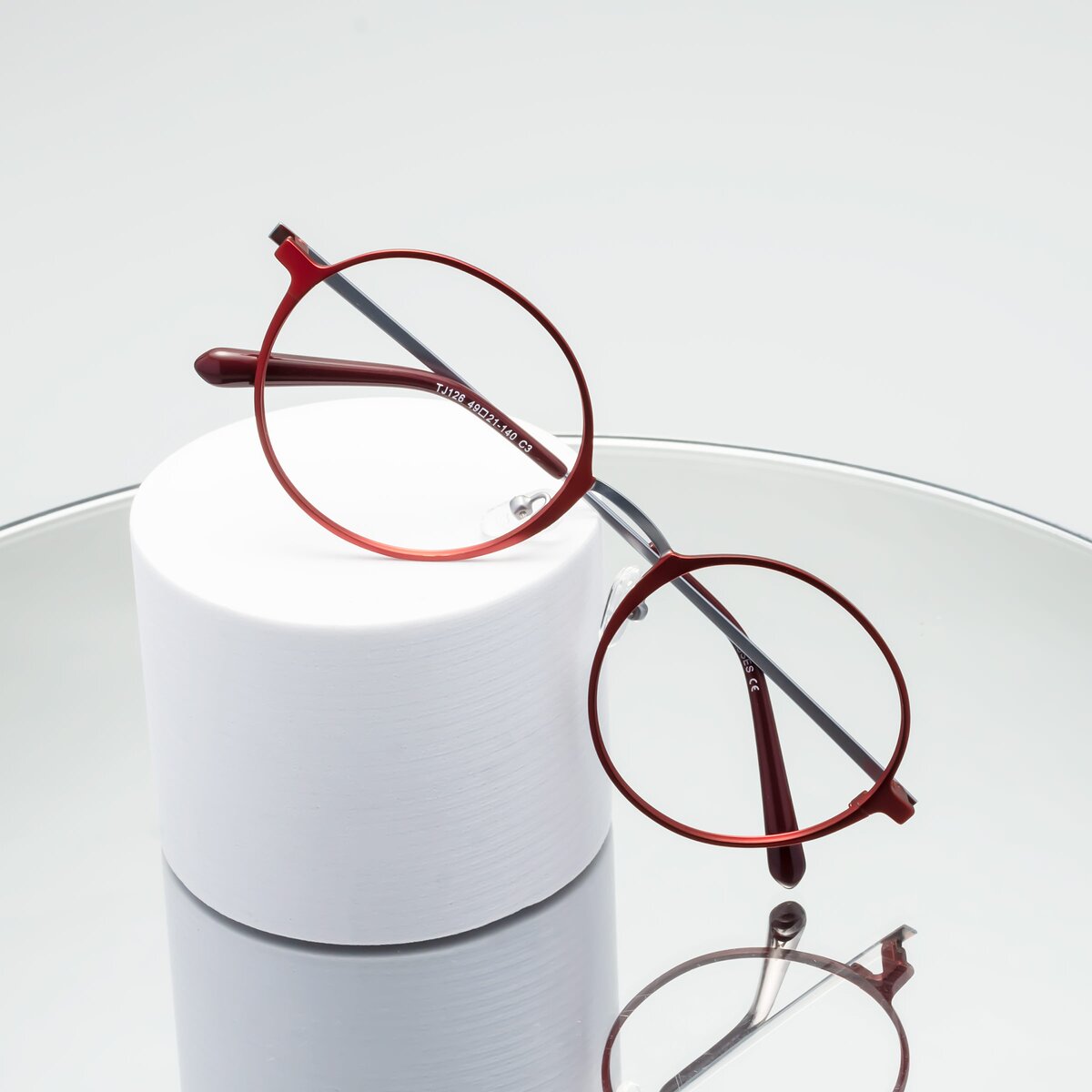 Wine/Silver Hipster Titanium Round Reading Glasses - Calloway