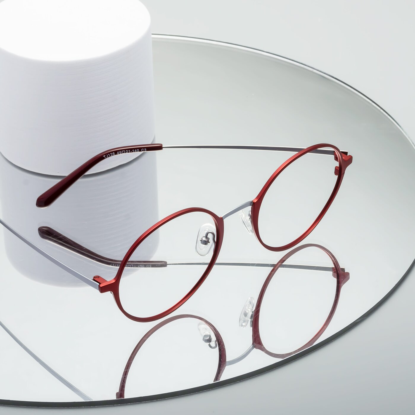 Wine/Silver Hipster Titanium Round Reading Glasses - Calloway