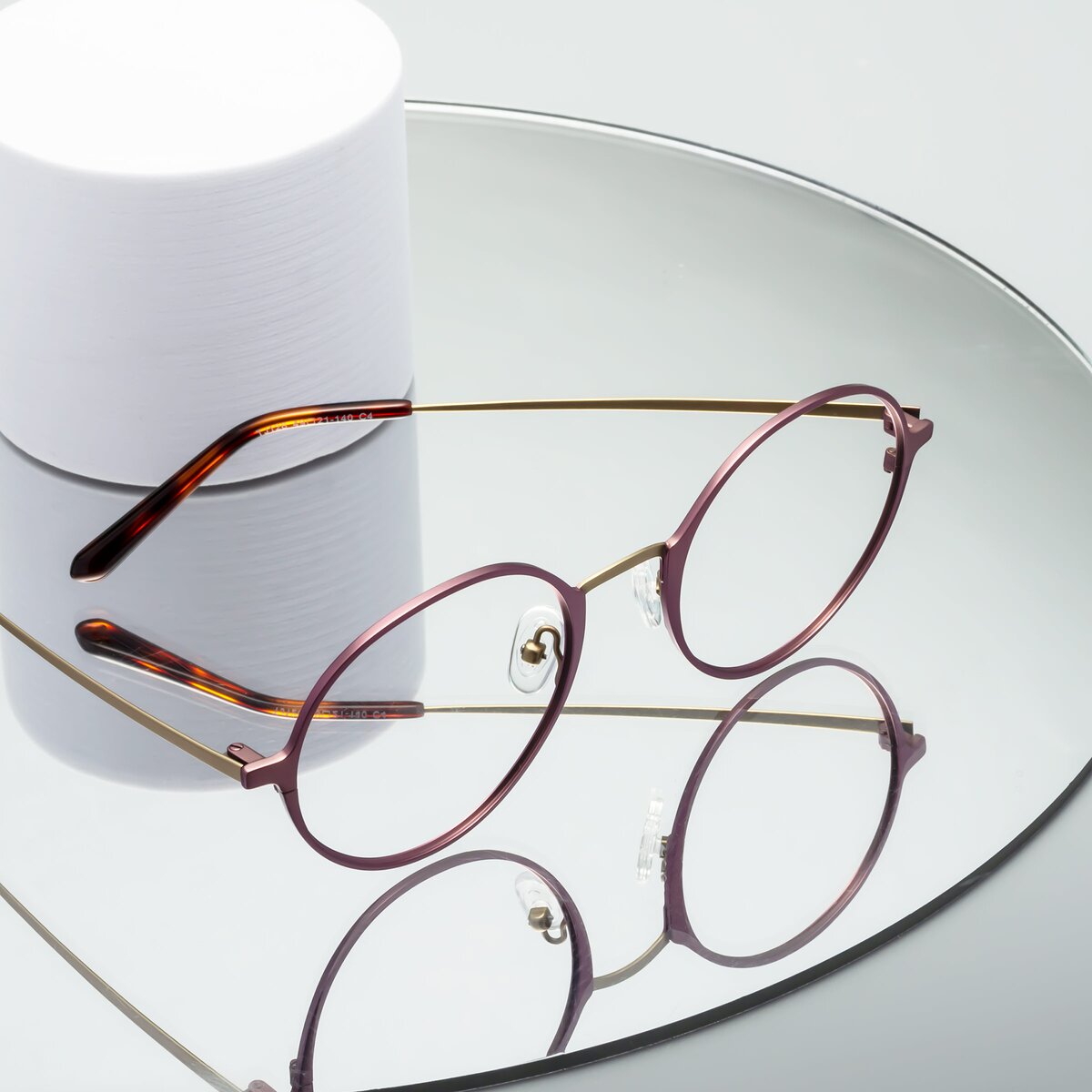 Violet / Copper Hipster Titanium Round Blue Light Glasses - Calloway