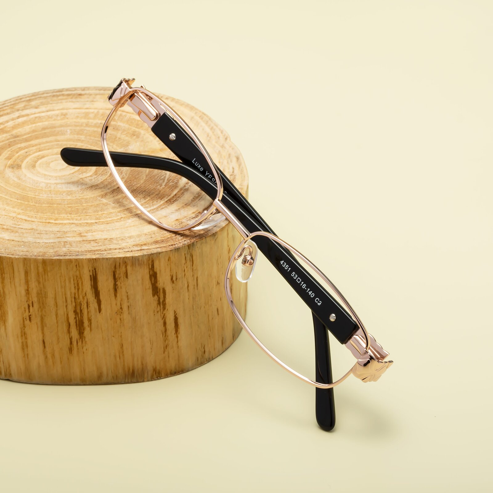 Rose Gold Classic Metal Rectangle Eyeglasses - Luxe