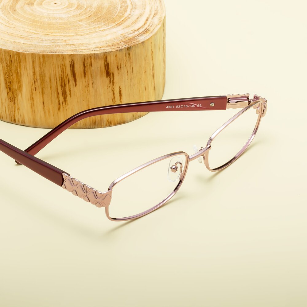 Light Pink Classic Metal Rectangle Eyeglasses - Luxe