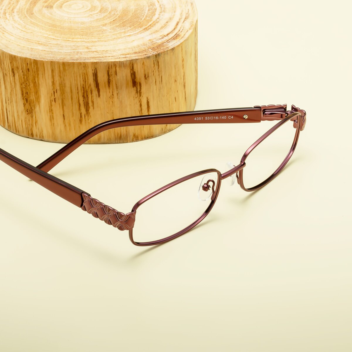 Wine Classic Metal Rectangle Eyeglasses - Luxe