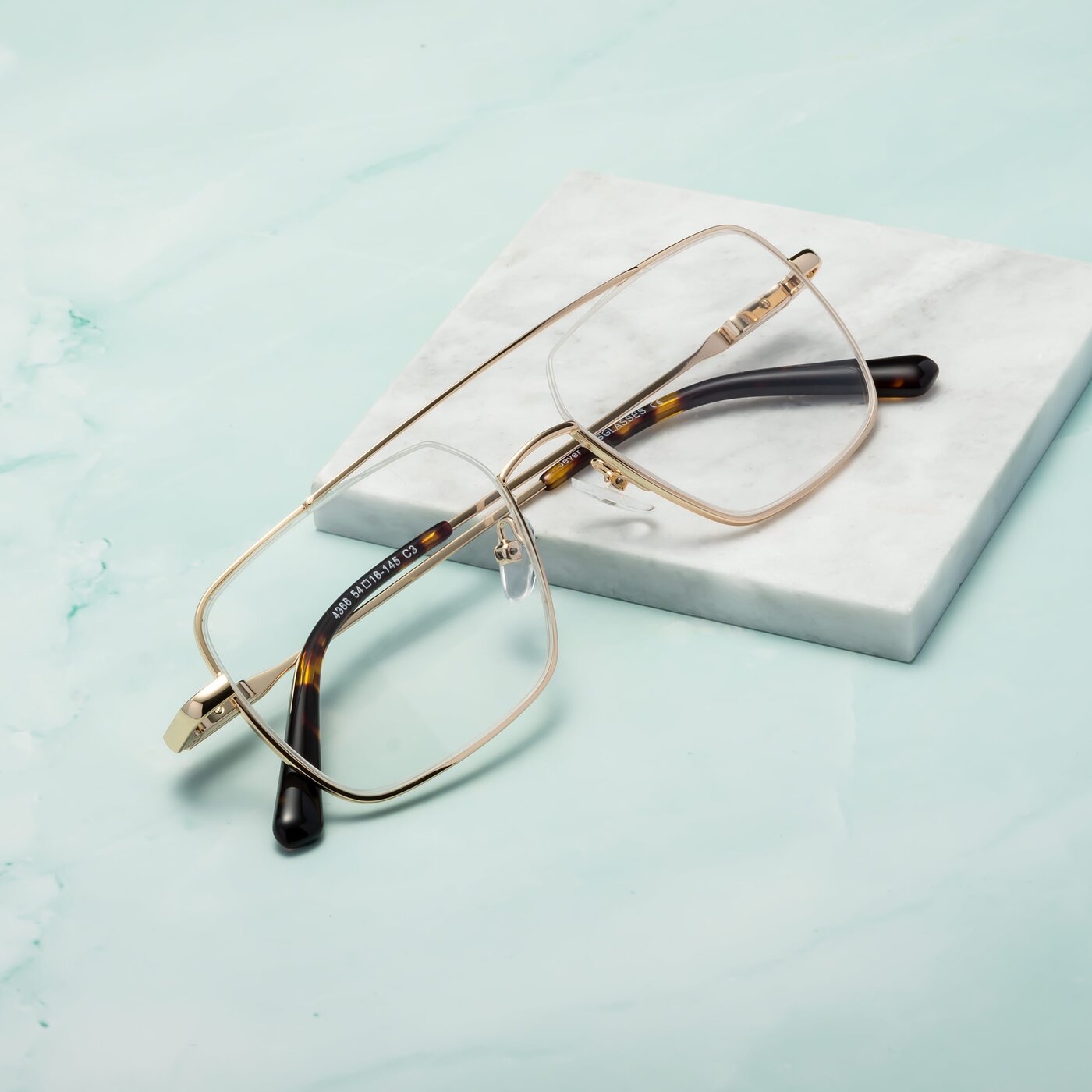 Gold Double Bridge Metal Geometric Eyeglasses Jever
