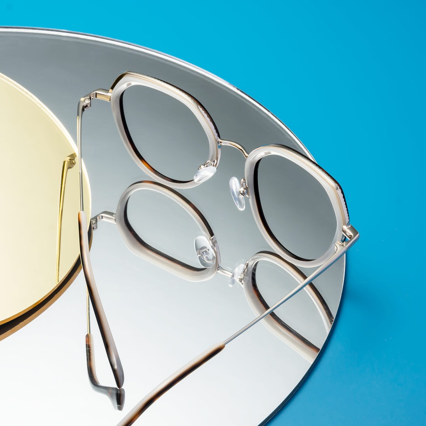 Tortoise/Pearl Nose Pads Low Bridge Fit Geometric Eyeglasses - Storms