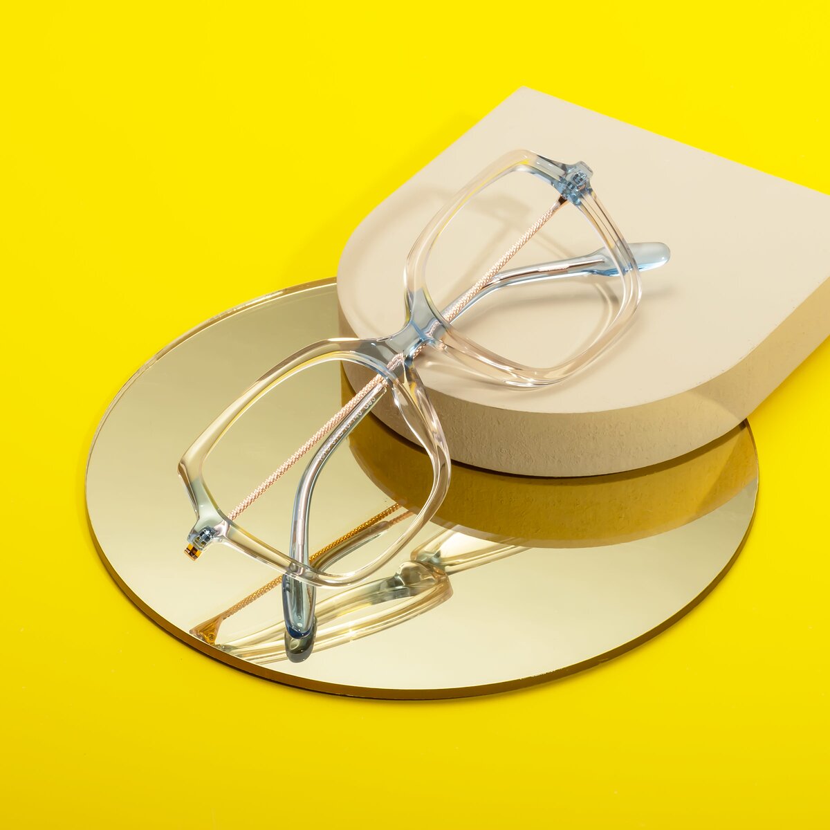 Light Brown/Blue Lightweight Geometric Full-Rim Eyeglasses - Happyland