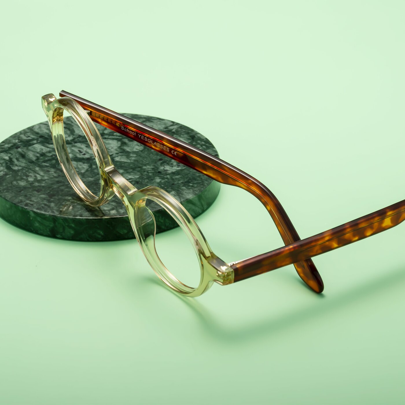 Champagne / Tortoise Retro-Vintage Acetate Round Eyeglasses - School